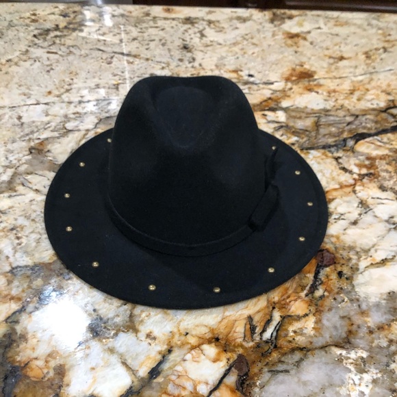 Urban Outfitters | Accessories | Uo Black Studded Fedora Cowgirl Hat ...